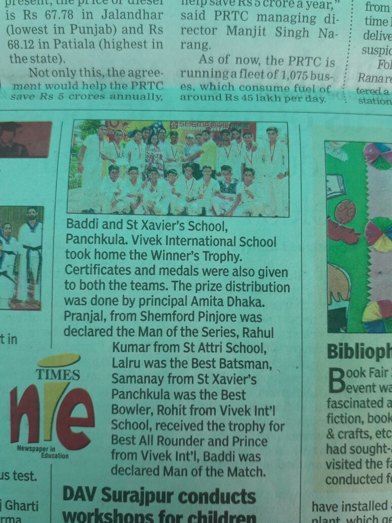 Shemford Futuristic School Pinjore hosts cricket tournament